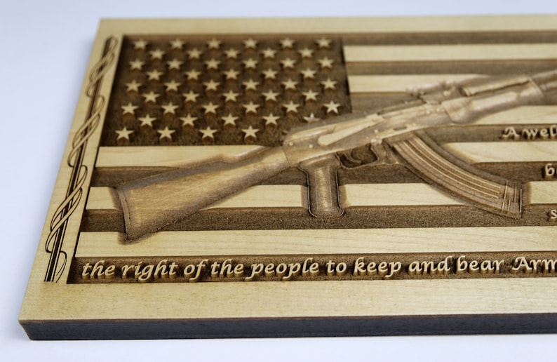 Second Amendment AK-47 3D Laser US Flag Carved Plaque / Sign | Etsy