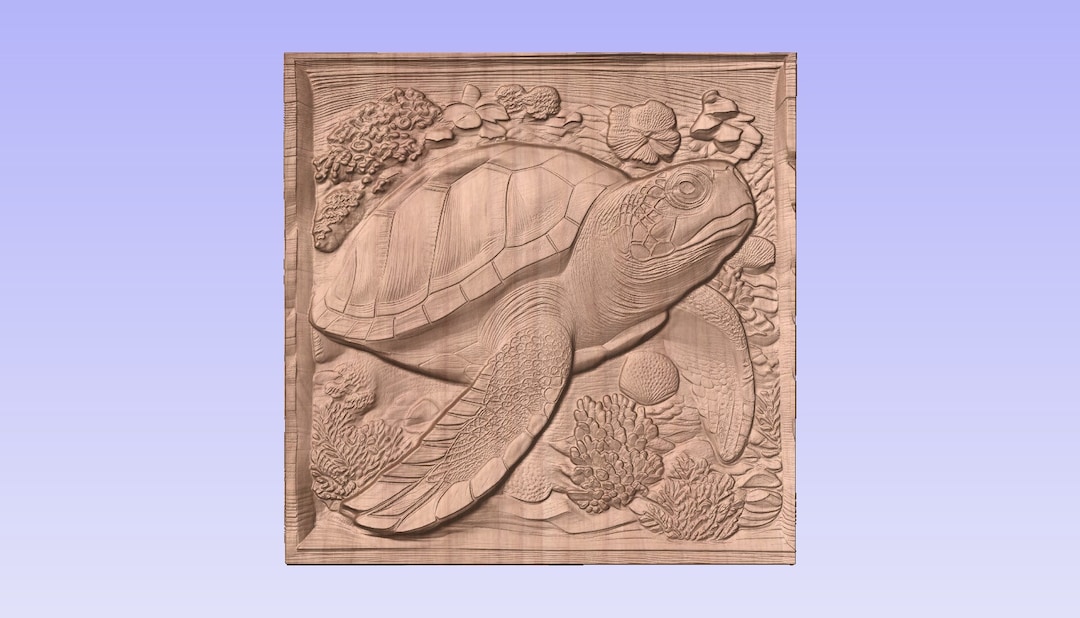 Swimming Turtle and Coral STL File for a 3D CNC Router. - Etsy
