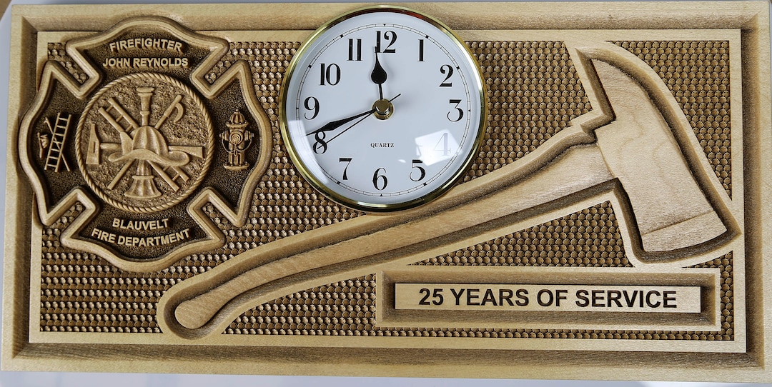 Firefighter Maltese Cross and Axe Personalized Hardwood Clock Made in ...