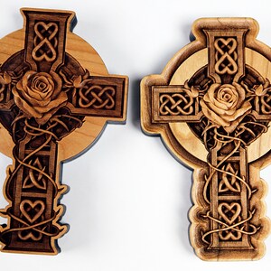 Thorned Rose Wood Cross / Crucifix in Marple or Cherry Wood - Etsy