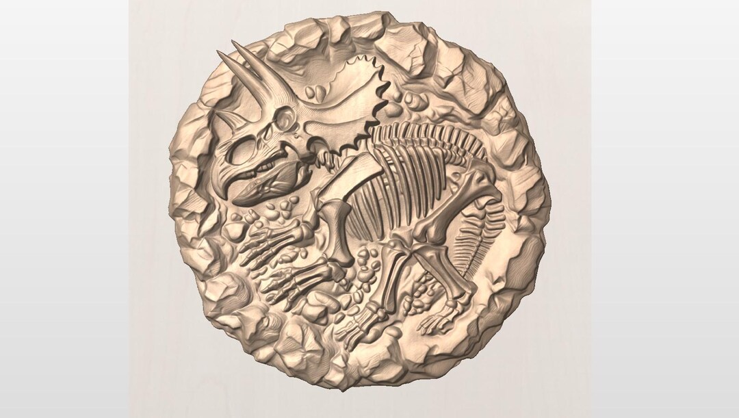 Dinosaur Fossil Skeleton STL File Woodcarving Relief for a 3D CNC ...