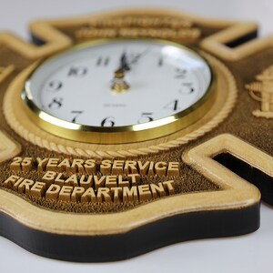 Firefighter Maltese Cross Personalized Hardwood Clock Award Made in ...