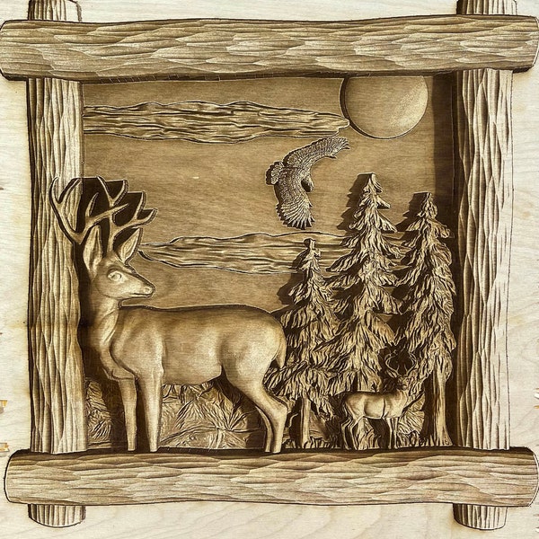 3d Laser Engraving Files Deer - Etsy