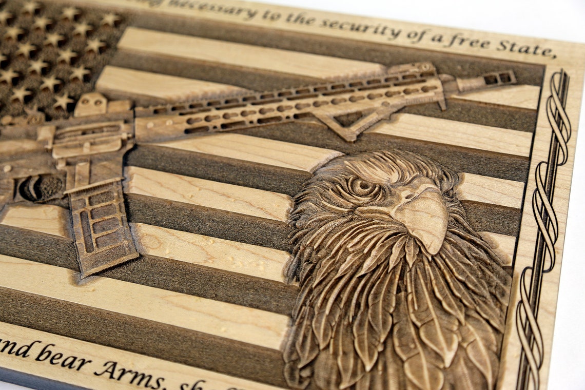 Second Amendment AR-15 3D Laser US Flag Carved Plaque / Sign - Etsy