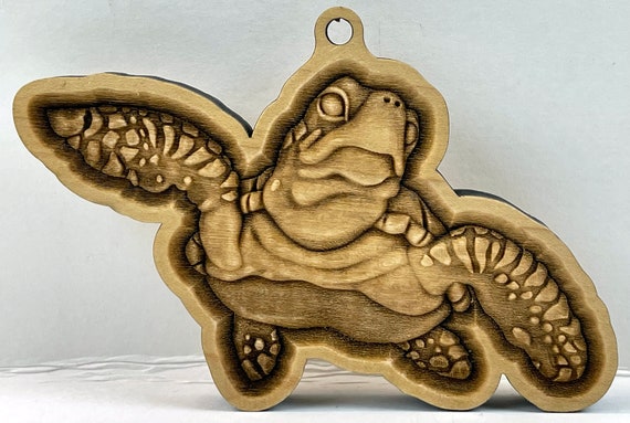 Wooden Swimming Turtle Scene 3D Maple Wood Ornament / Shelf - Etsy