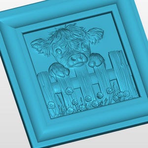 Highland Cow Calf on a Fence STL Relief File for a 3D CNC Router ...