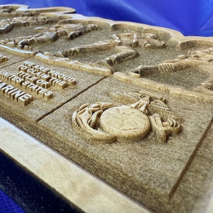 USMC Marines Over Time 3D Maple or Cherry Wood Shelf Decor - USMC ...