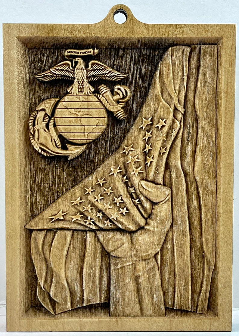 USMC EGA and Flag 3D Maple Wood Ornament / Shelf Decor - USMC Hobbyist ...