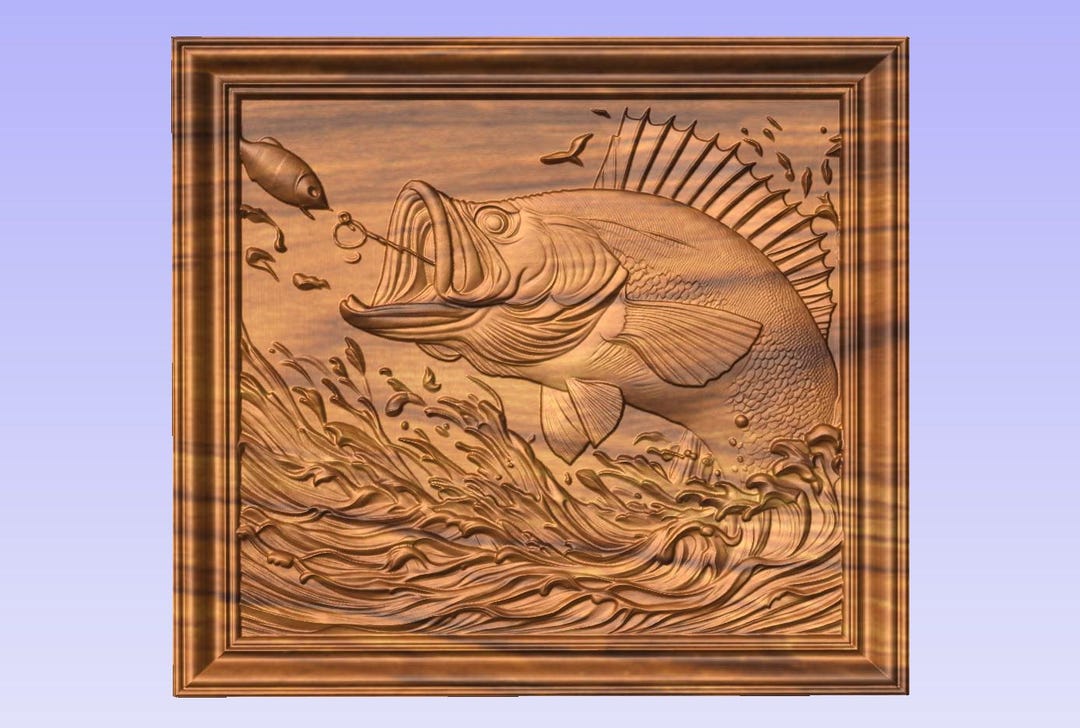 Swimming Bass in Frame STL File for a 3D CNC Router. - Etsy