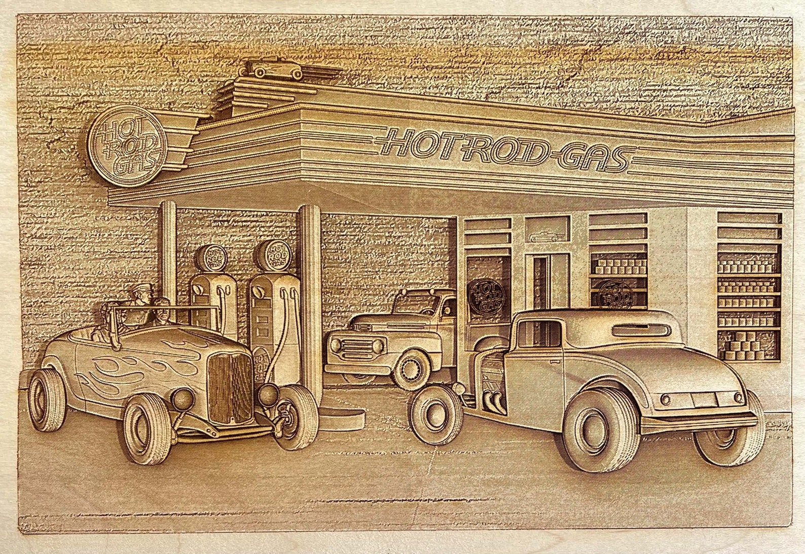 Digital Engraving File Hot Rod Gas Station 3D Illusion File - Etsy
