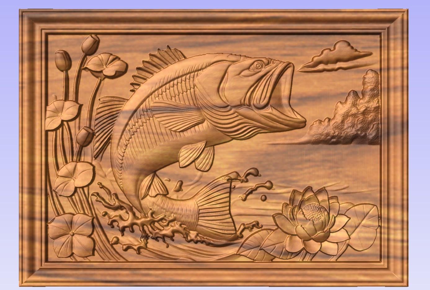 Swimming Bass STL File for a 3D CNC Router. - Etsy