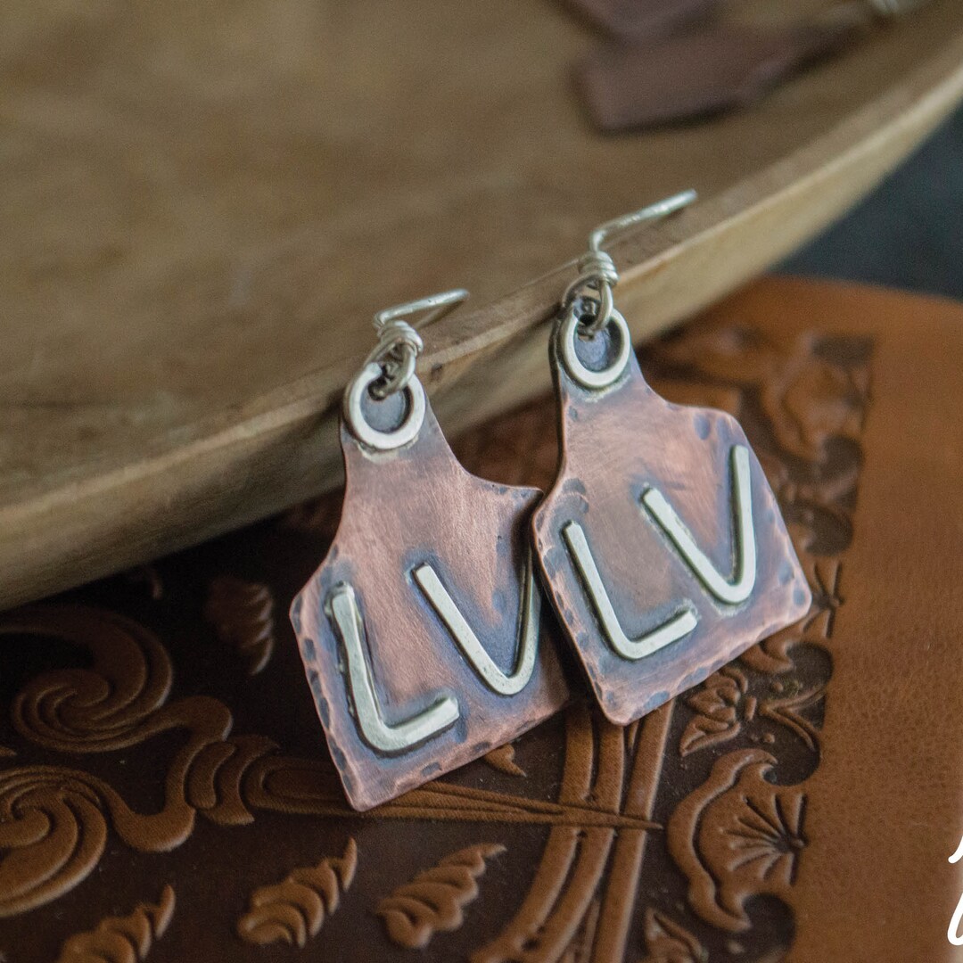 Cow Tag Earrings - Custom Cattle Brand Charms - Rancher Jewelry - KEB ...