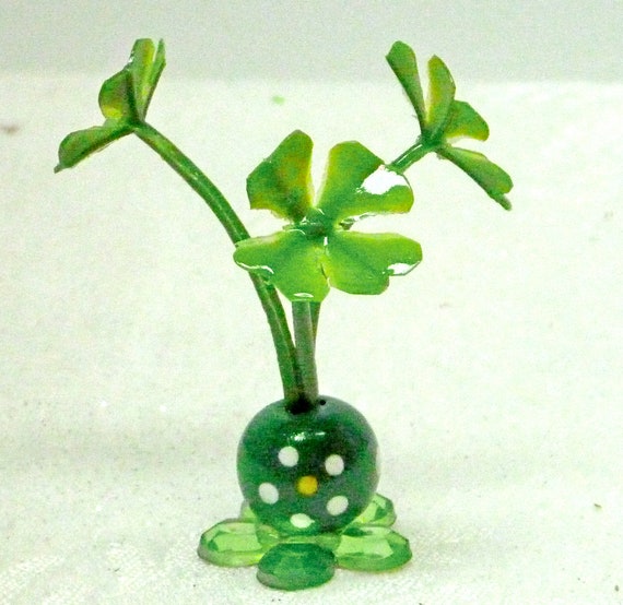 Miniature Four Leaf Clovers FAUX Plant Vase Good Luck Four - Etsy