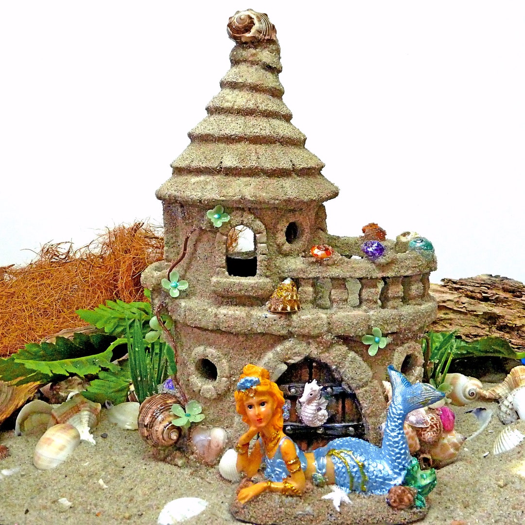 Mermaid Figurine Sandcastle Miniature Beach DIY Seashore Shells Beach ...