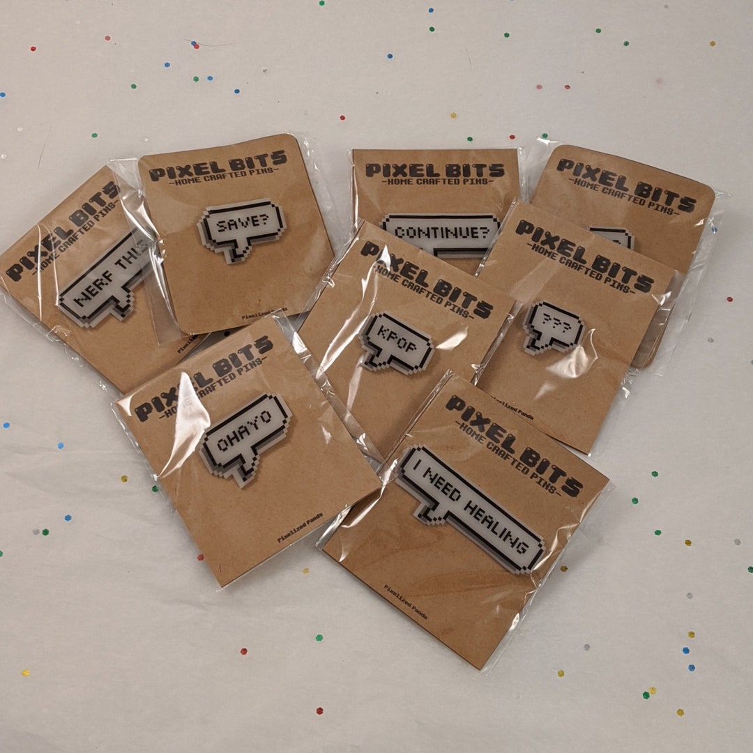 Pixel Bits Bubble Speech Pins - Etsy