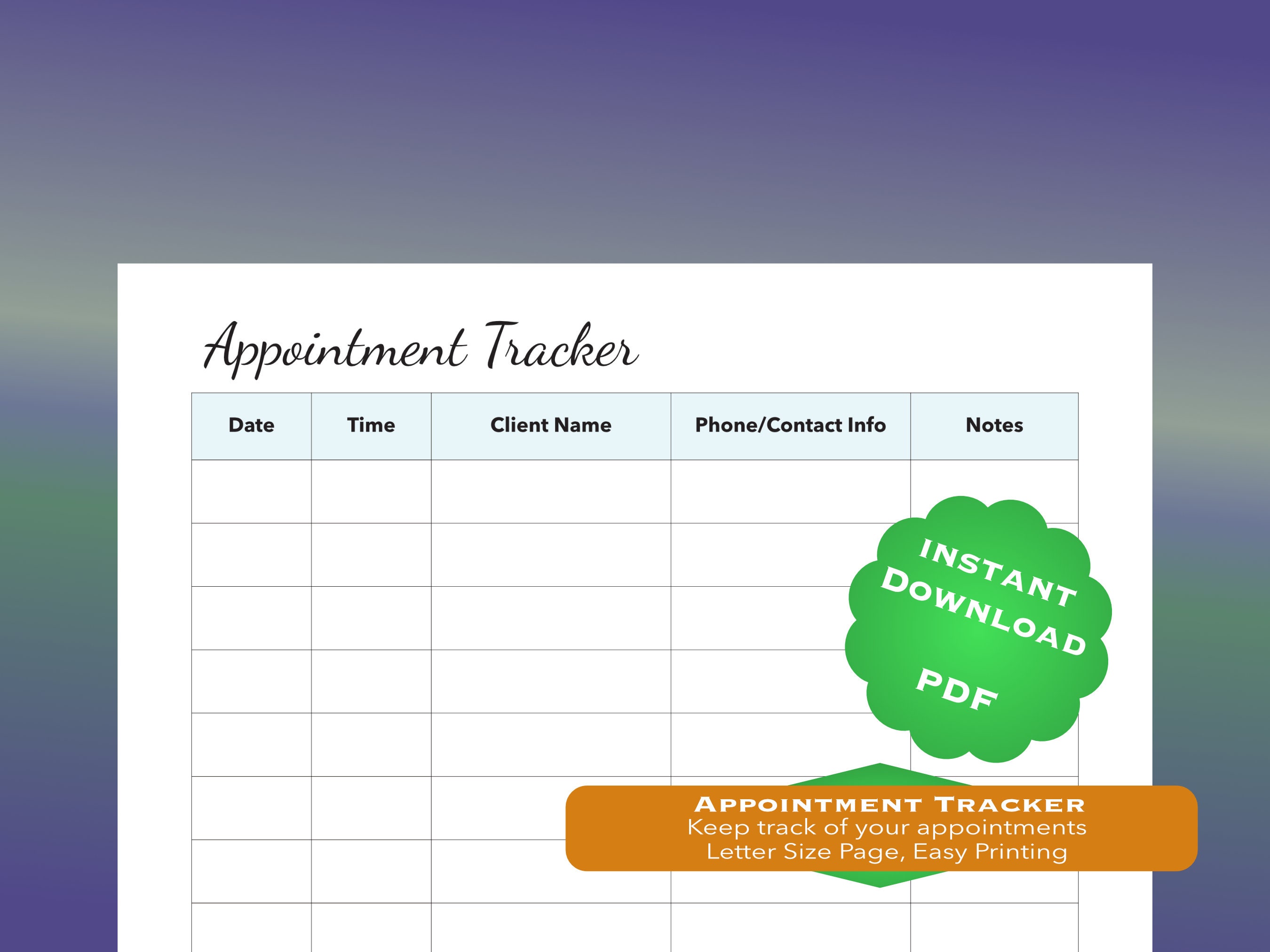 Printable Appointment Tracker Digital Download PDF Letter Size - Etsy