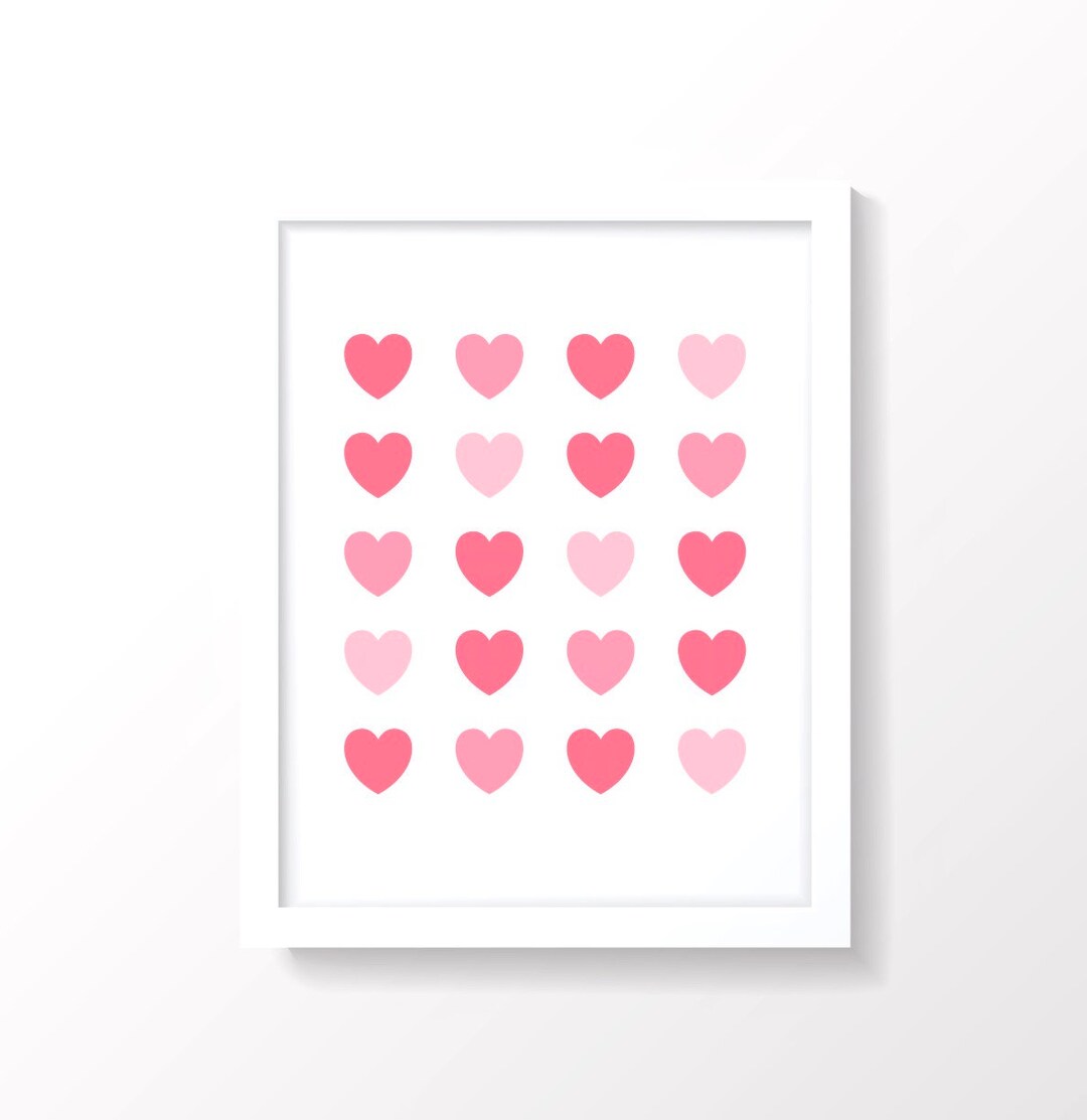 Pretty Pink Hearts Art Print, Downloadable Wall Art, Printable, Print ...