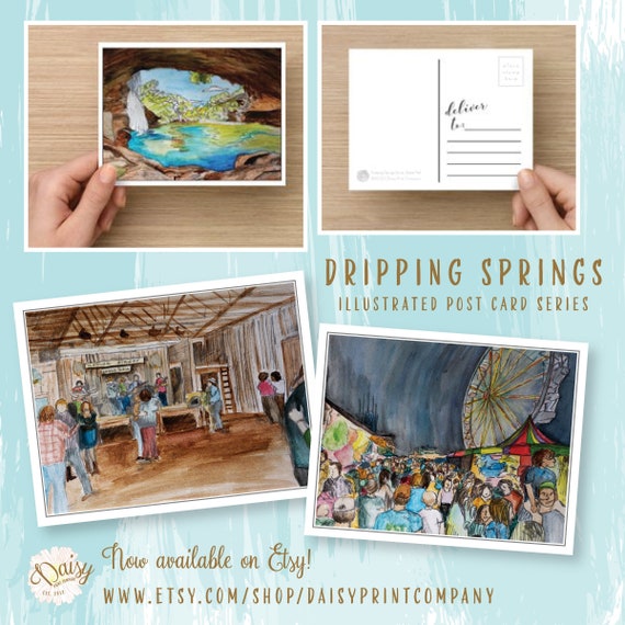 MULTIPACK of Dripping Springs Series Painting Post Cards - Etsy