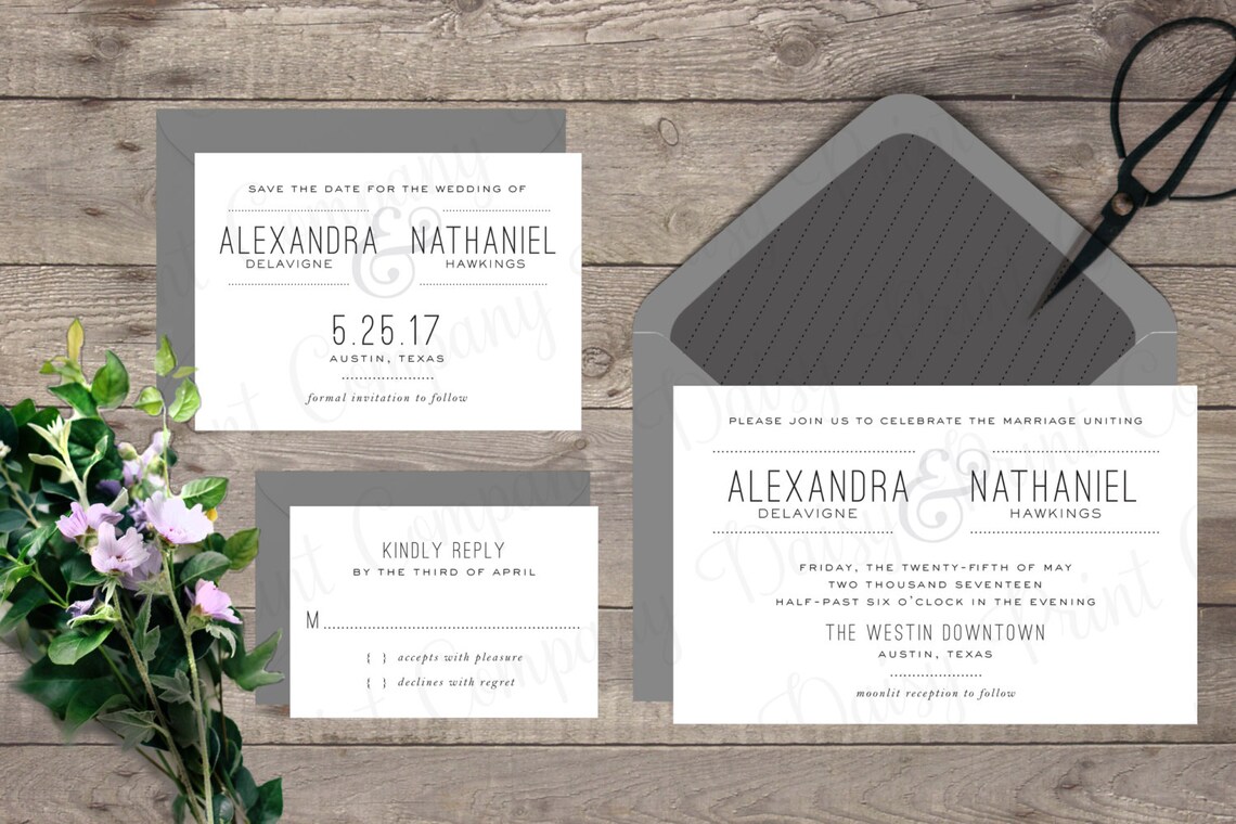 Modern Chic Wedding Invitation Sample Set - Etsy