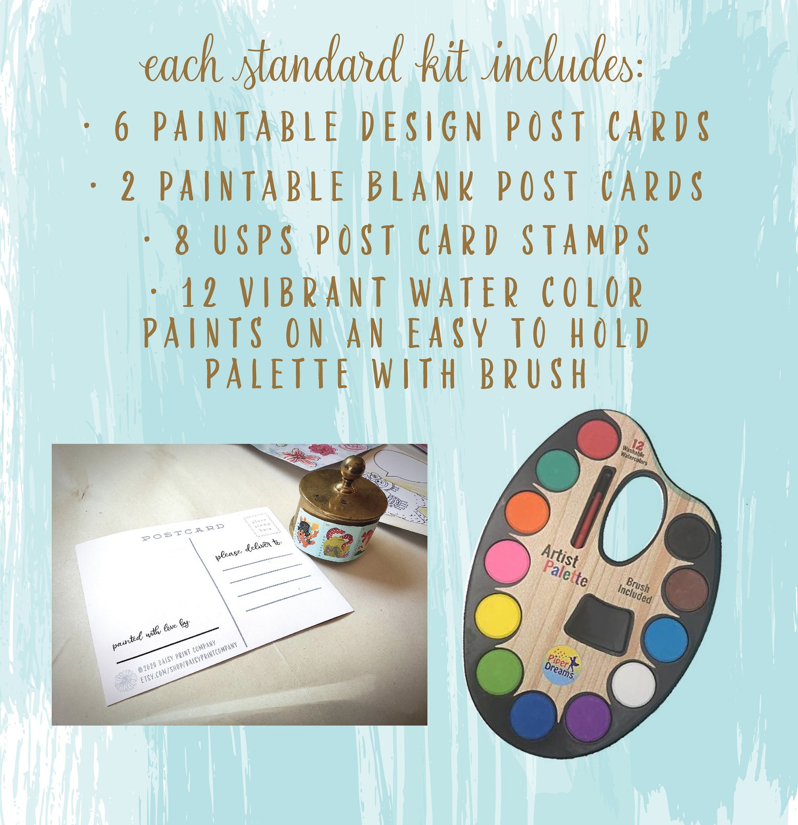 Paint Your Own Watercolor Post Card Kit Standard | Etsy