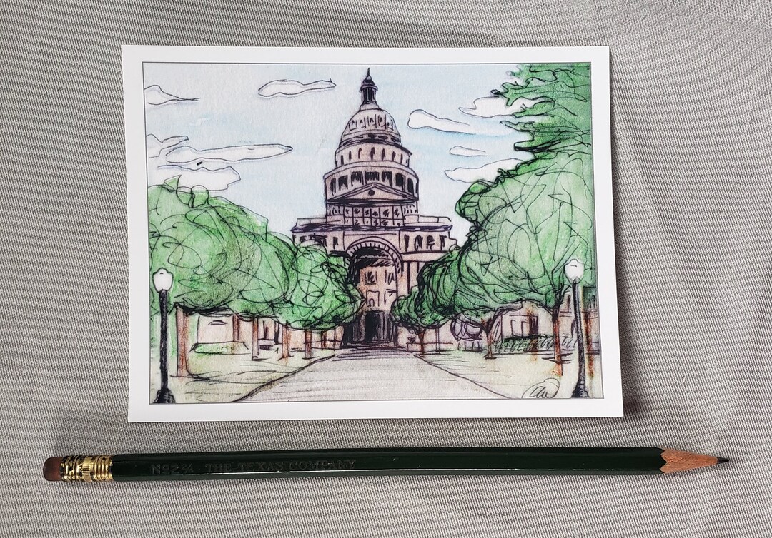 Texas State Capitol - Austin Series Painting Post Cards - Etsy