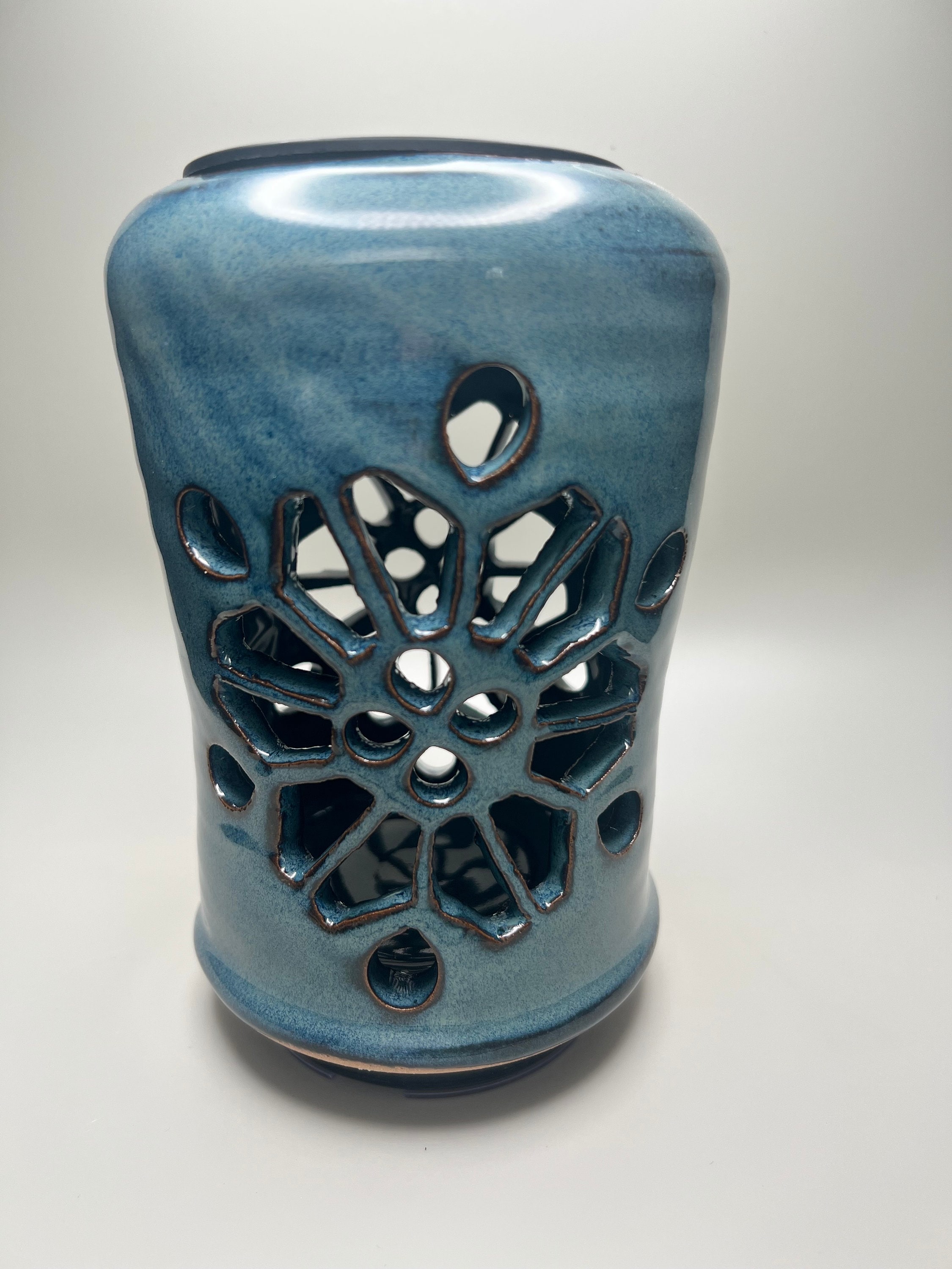 Solar Lantern Candle Lantern Outdoor Decor Handmade Pottery Ceramic ...