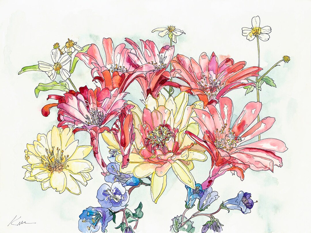 Desert Flowers Art Print - Etsy