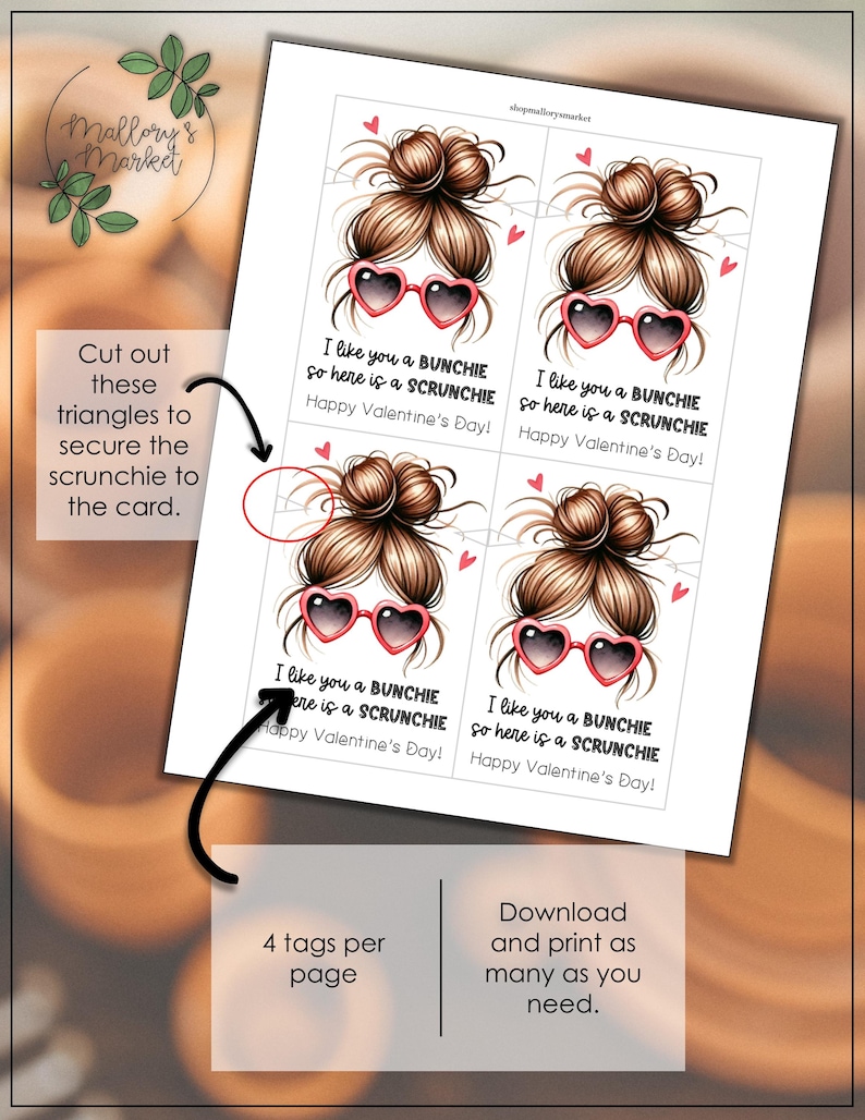 Printable Scrunchie Valentines | DIY Valentine Gift (PDF) | Galentine's ...