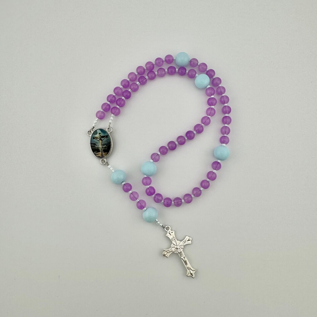 Crucifixion of Jesus Handcrafted Catholic Rosary Purple and Blue Glass ...