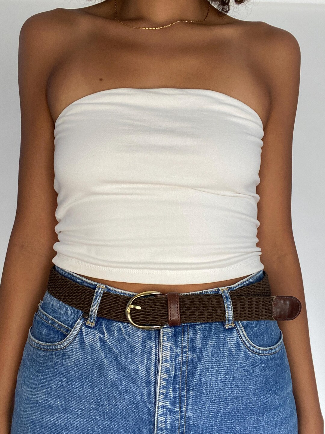 90s Braided Cloth Belt With Leather Details. 1990s Chocolate Brown ...