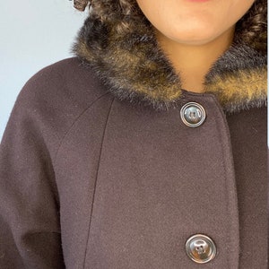 90s Brown Coat With Faux Fur Details. 1990s Full Length Heavy Coat With ...