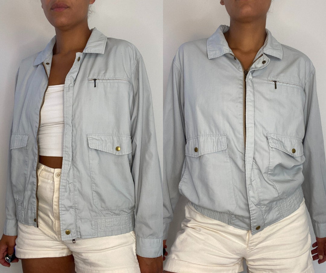 80's Blue Grey Jacket. 1980's Light Blue / Gray Windbreaker. Members ...