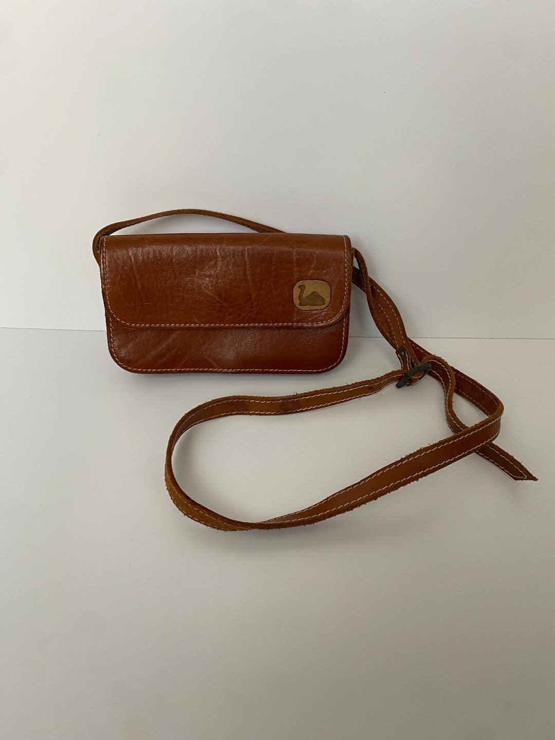 Vintage Camel Brown Leather Mini Purse. Crossbody. - Etsy