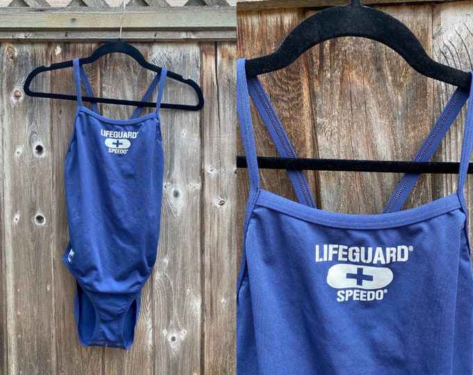 Vintage Lifeguard Speedo One Piece Swimsuit. Blue / Navy Swim Suit ...