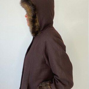 90s Brown Coat With Faux Fur Details. 1990s Full Length Heavy Coat With ...