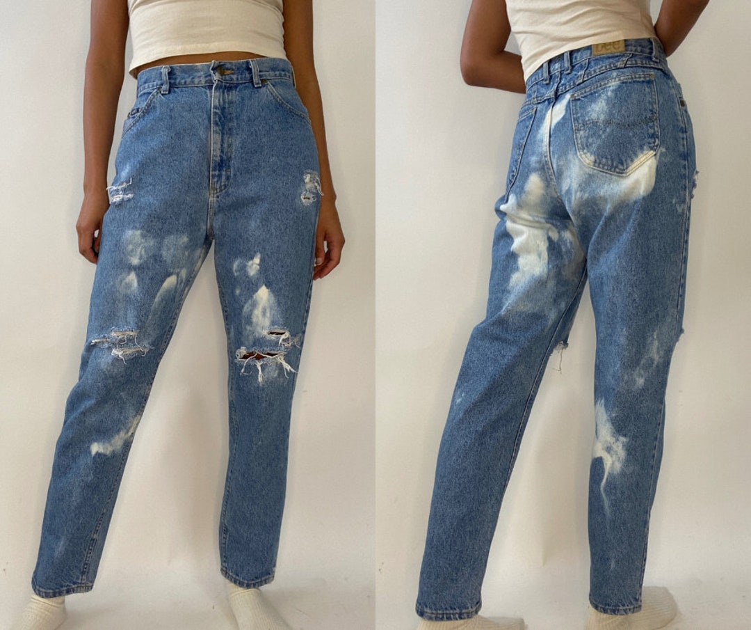 90s High Waist Distressed Jeans. 1990s Denim Pants. Medium. Large. Mom ...