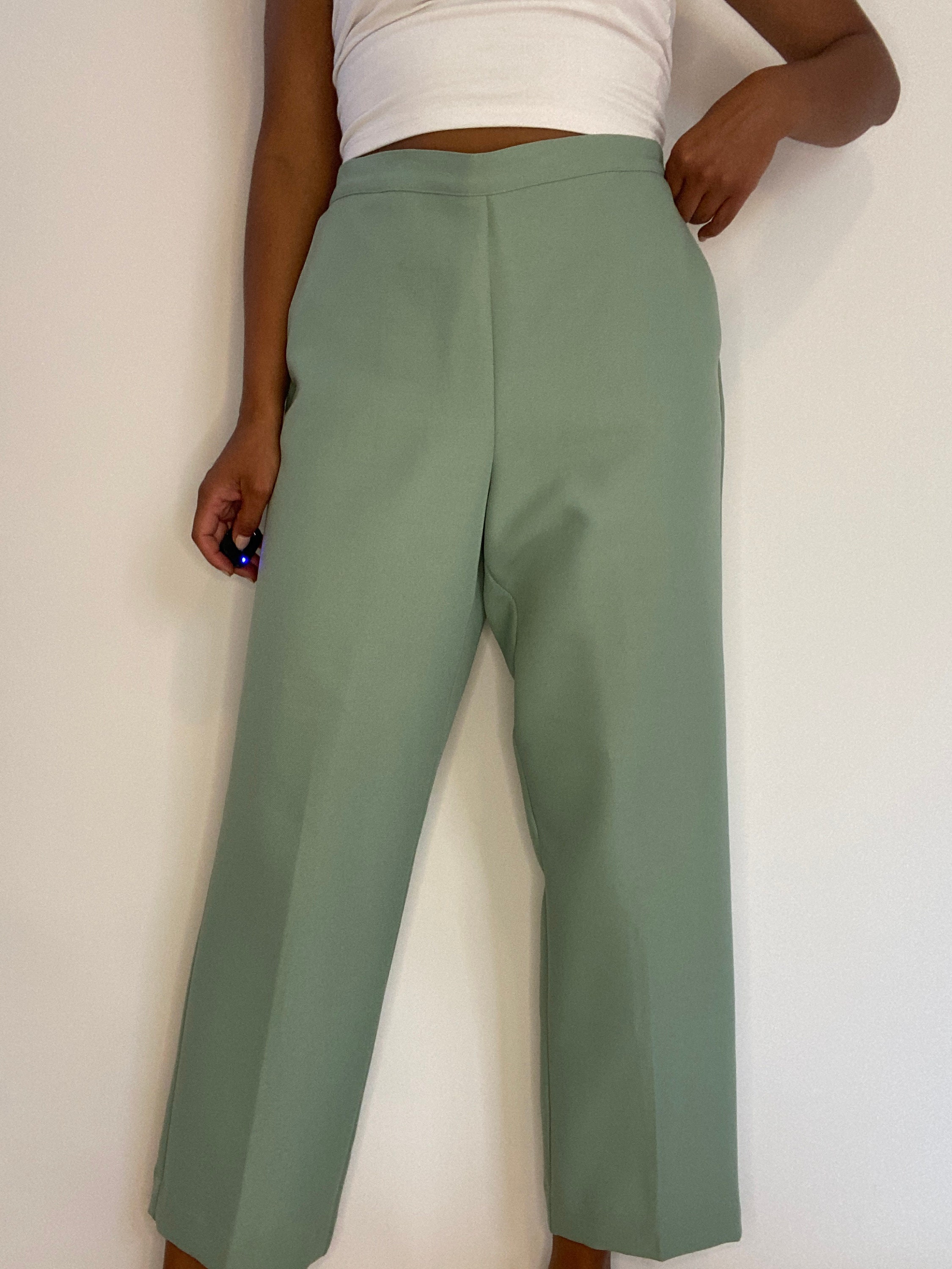 Vintage Sea Foam Green High Waist Pants. Pastel Women's Trousers. Large ...