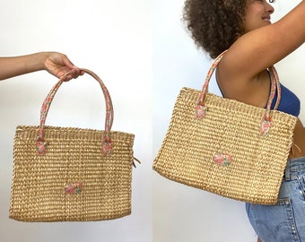 Pink Straw Bag | Etsy