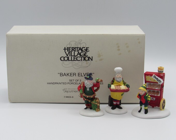 Dept 56 Baker Elves Set of 3 Heritage Village Accessories - Read - Etsy