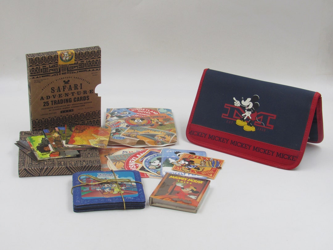 Disney Souvenir Lot Mickey Mouse Book, Wallet, Trading Cards, Travel ...