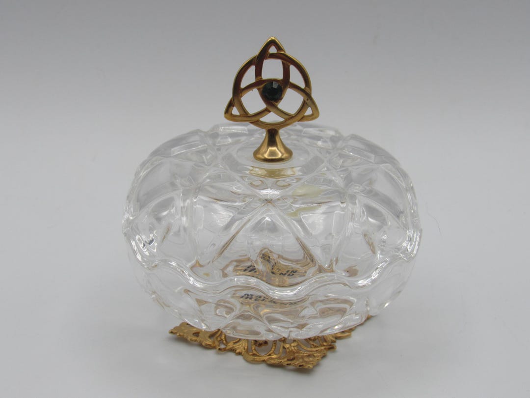 Killarney Irish Crystal Covered Dish Trinket Box With Trinity Knot ...