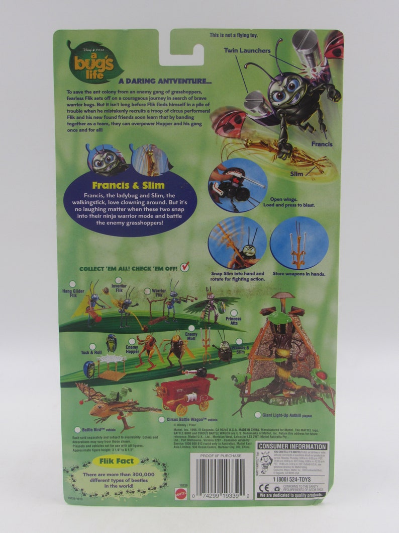 Disney Pixar A Bugs Life Francis & Slim Figures Mattel 1998 - Etsy