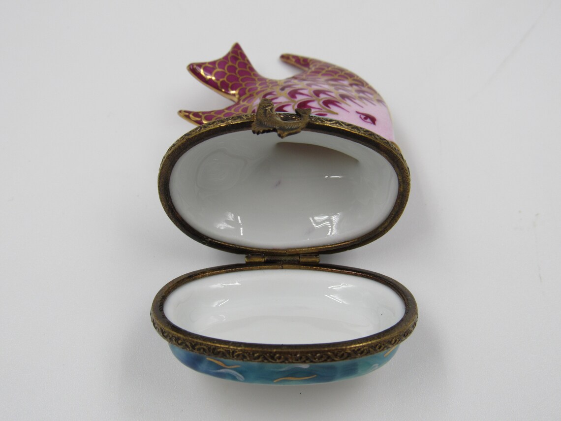 Limoges Tropical Fish Pink Red Gold Gilt Peint Main MJP France - Etsy