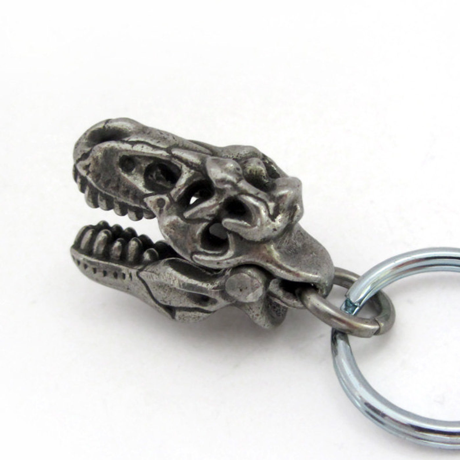 T-rex, Dinosaur Skull Clip Keychain - Pewter Tyrannosaurus Rex, Fossil ...