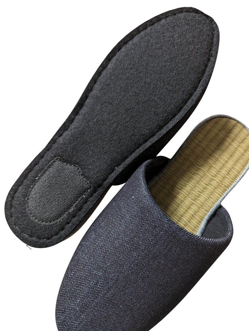 Tatamimix Color Denim Slippers Mix Color black Wool Felt Sole / Simple ...