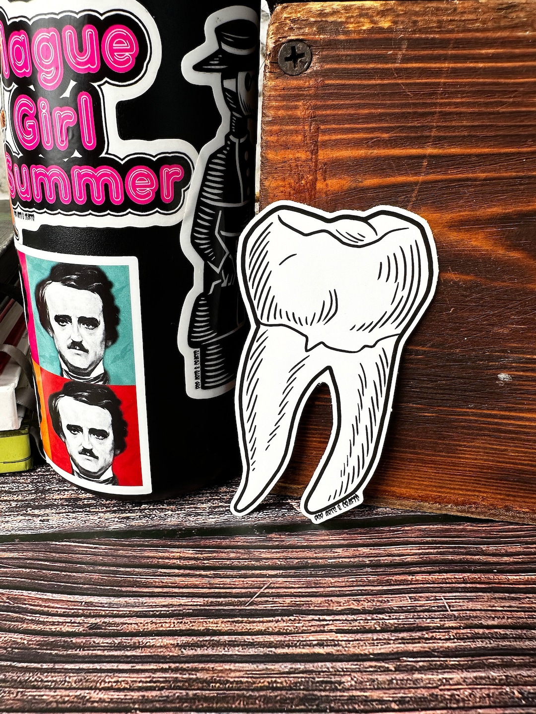 Tooth Stickers, Dental Student Gift, Whimsigoth Vinyl Sticker, Human ...