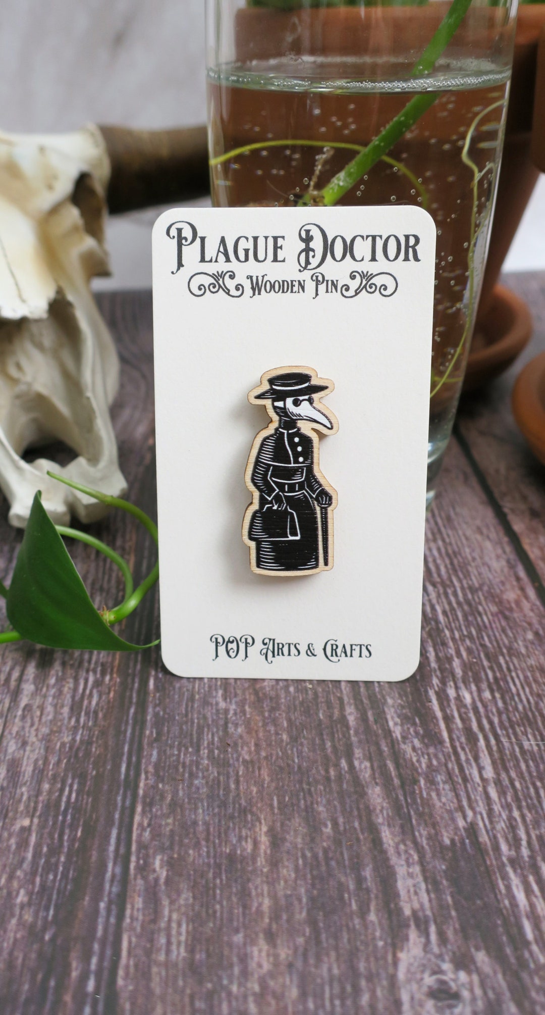 Wooden Plague Doctor Lapel Pin, Horror Pins, Gothic Brooch, Punk Pins ...