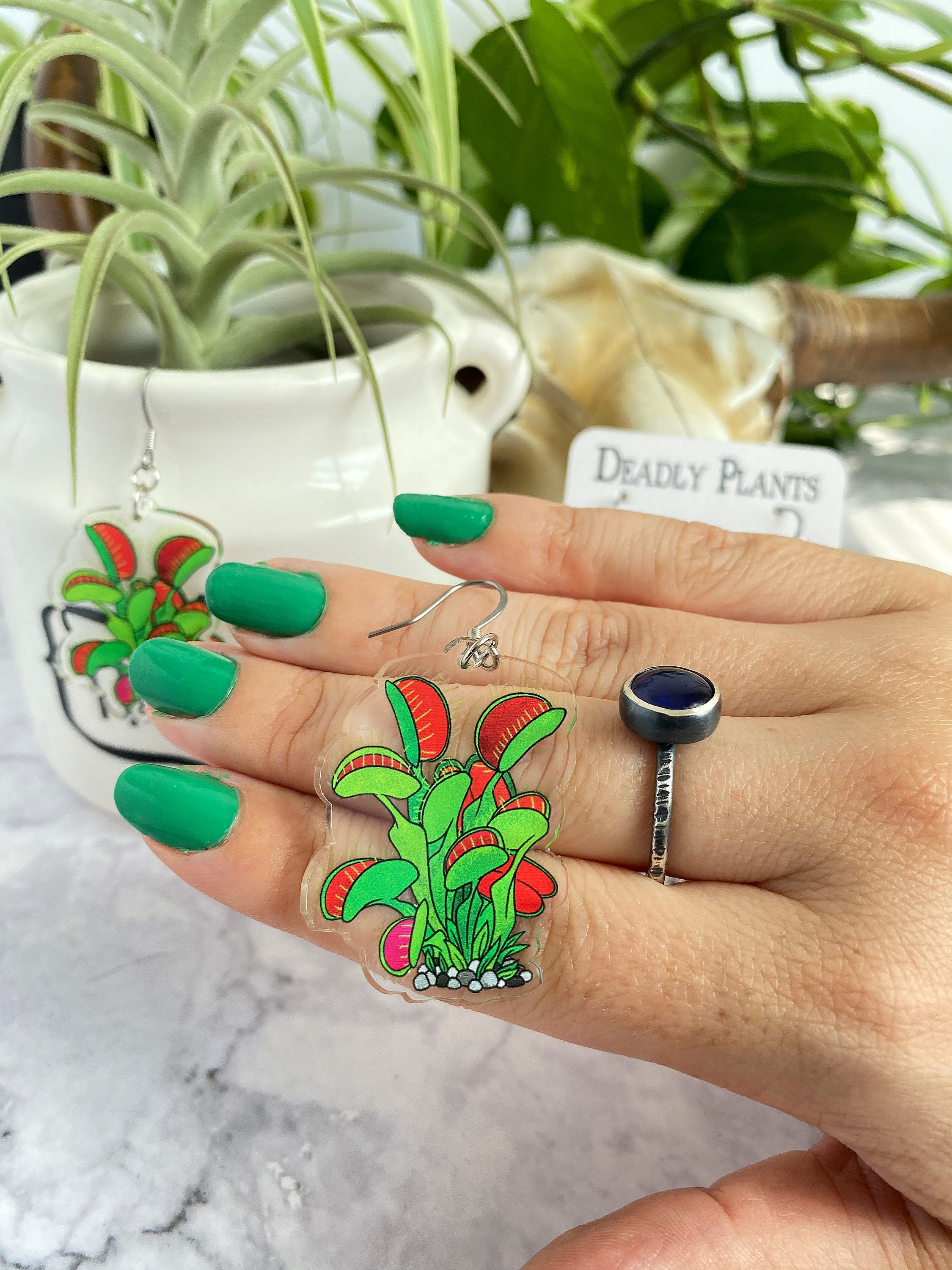 Venus Flytrap Earrings Witchy Earrings Dark Academia | Etsy