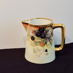 Vintage French Limoges Porcelain Farmhouse Pitcher Blackberries Jug ...