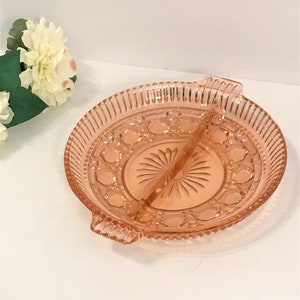 Indiana Pink Glass Dish, Two Sided Depression Glass Platter, Divided ...